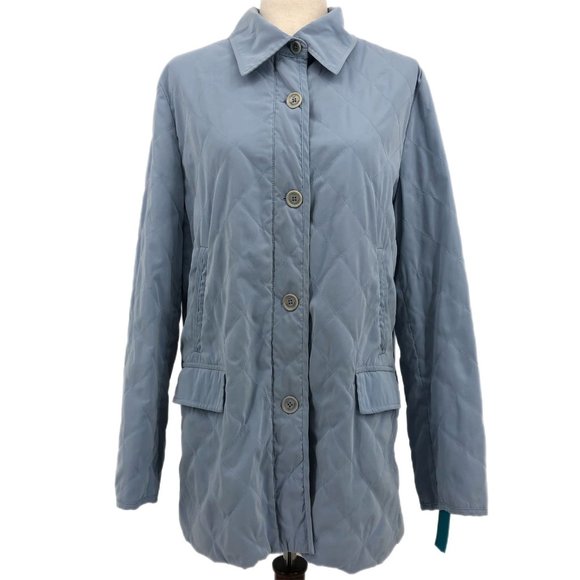 Faconnable | Jackets & Coats | Faconnable Blue White Long Sleeve Puffer ...